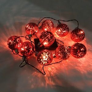 White Pine | Holiday | Mercury Glass Ball String Lights Battery Powered ...